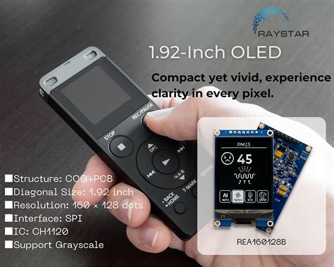 Raystar 1 92 160x128 COG OLED Display Module With PCB RUTRONIK TEC