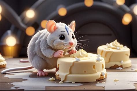 Premium Photo Sneaky Mouse Frosting Thief Caught In The Act