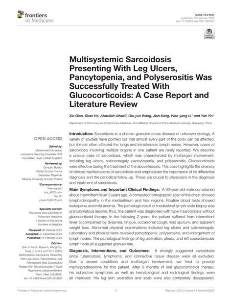 Pdf Multisystemic Sarcoidosis Presenting With Leg Ulcers