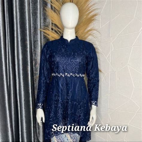Jual Sk Baju Kebaya Couple Ibu Besan Warna Navy Kebaya Modern