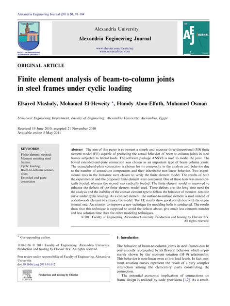 Pdf Finite Element Analysis Of Beam To Column Joints In Steel Frames
