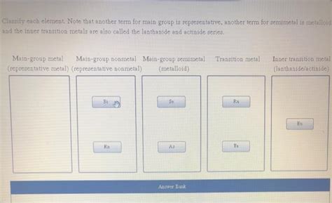 solved classify each element note that another term for