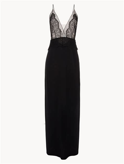 Luxury Silk Long Slip Dress In Black La Perla