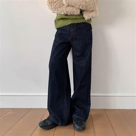 프롬비기닝 로즌 융기모 생지 데님팬츠 기모바지 청바지 바지 기모 와이드팬츠 기모팬츠 융기모바지 융기모 기모청바지 와이드청바지