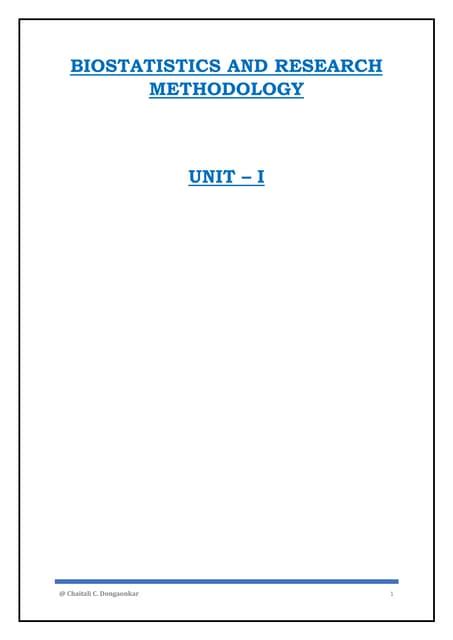 Biostatistics And Research Methodology Unit I Measures Of Central Tendency 1 Mean