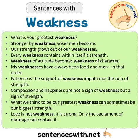 Sentences With Weakness Sentences About Weakness Sentenceswithnet