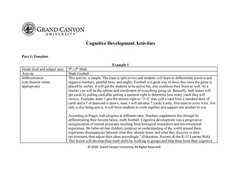 Uo Sec506 Cognitive Development Activities Cognitive Development