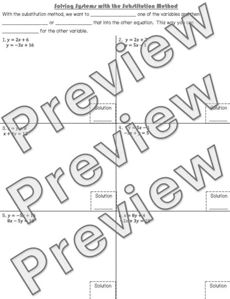 Solving Systems Of Equations By Substitution Notes By Math With Jr