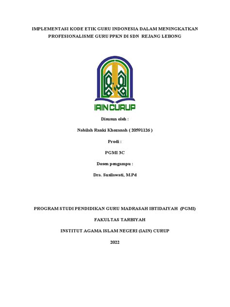 implementasi kode etik guru indonesia dalam meningkatkan