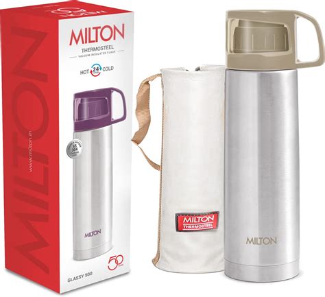 Stainless Steel Vacuum Flask Set With 3 Steel Cups Combo For Hot And