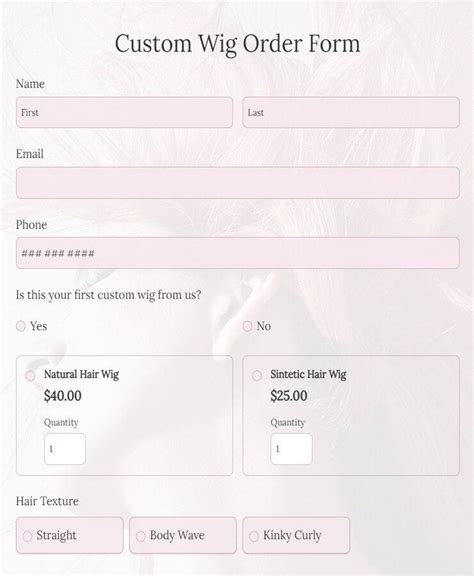 Online Custom Wig Order Form Template 123formbuilder