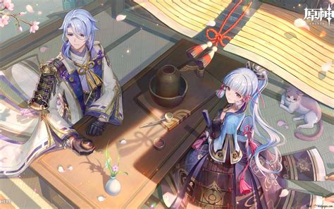 Ayato With Ayaka Genshin Impact Online Video Game Hd Wallpaper Download