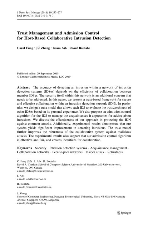 Pdf Trust Management And Admission Control For Host Based