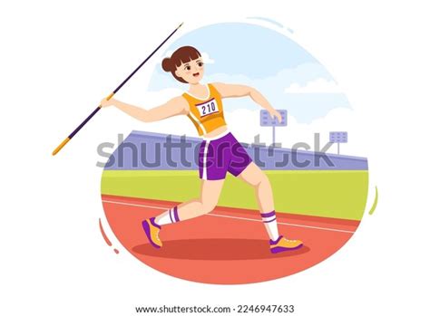 Javelin Throwing Athlete Illustration Using Long Stock Vector Royalty Free
