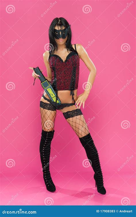 Woman With Metal Scanner Stock Image Image Of Adult