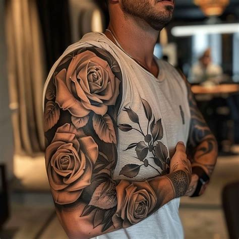 Rose Arm Sleeve Tattoo Roses Full Sleeve Tattoo Mens Rose Sleeve