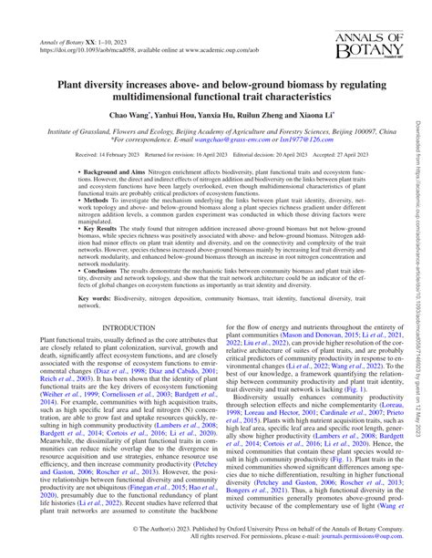PDF Plant Diversity Increases Aboveground And Belowground Biomass By