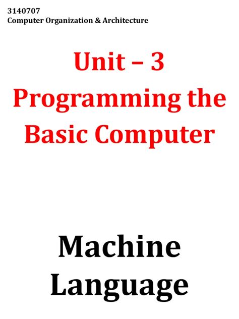 Coa Unit 3 Pdf Assembly Language Computer Program
