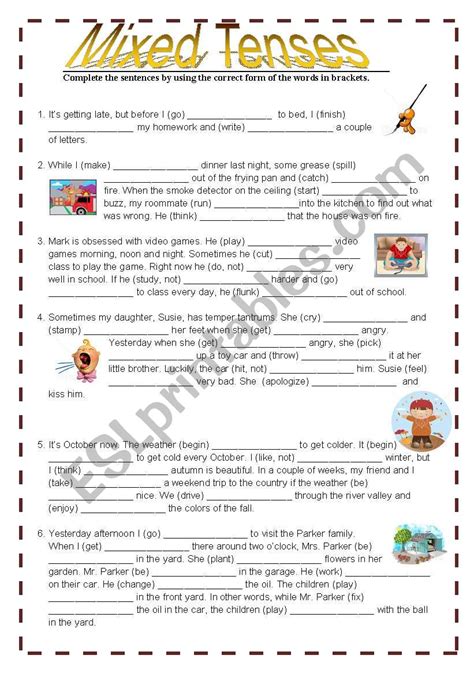 Mixed Tenses Esl Worksheet By Anatavner