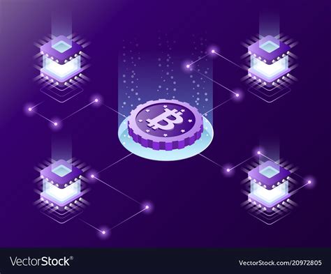 Cryptocurrency Mining Isometric Concept Royalty Free Vector