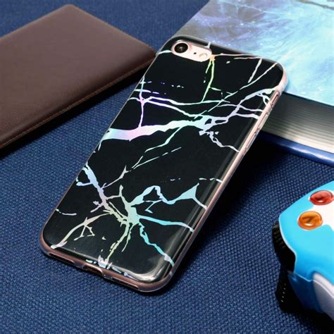 Iphone Se 2020 및 8 및 7 블랙 골드 대리석 패턴 소프트 보호용 뒷면 커버 케이스