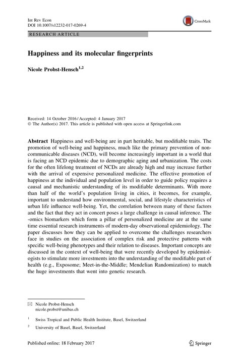 PDF Happiness And Its Molecular Fingerprints