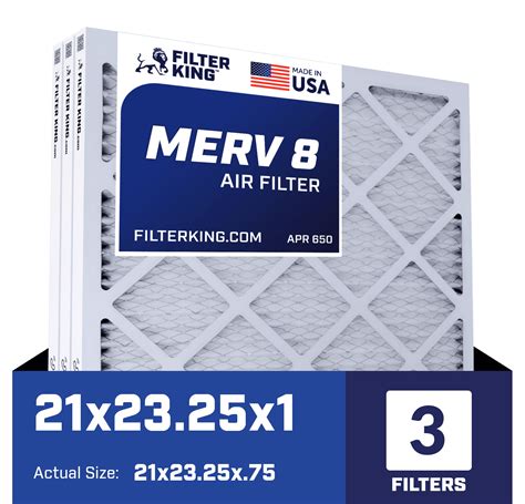 Filter King 21x2325x1 Air Filter 3 Pack Merv 8 Hvac Pleated Ac