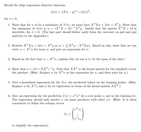 Solved 3 Kernel Ridge Regression In Lecture We Discussed