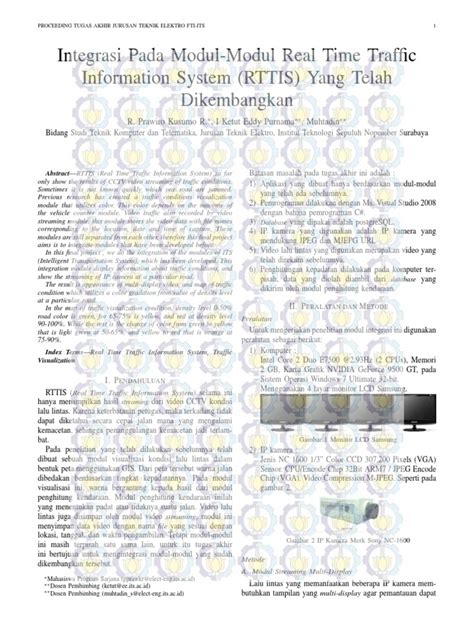 Integrasi Pada Modul Modul Real Time Traffic Information System Rttis Yang Telah Dikembangkan