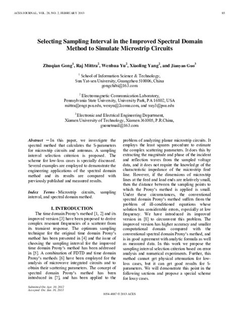 Pdf Selecting Sampling Interval In The Improved Spectral Domain