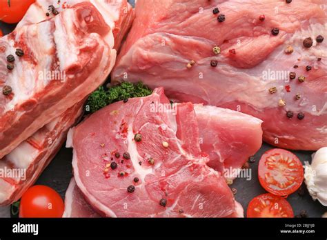 Different Types Of Meat Closeup Stock Photo Alamy