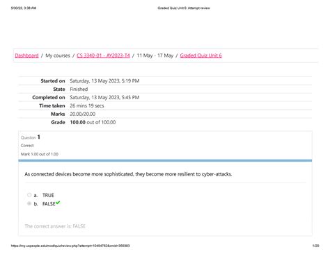 Graded Quiz Unit 6 Attempt Review Started On Saturday 13 May 2023 519 Pm State Finished