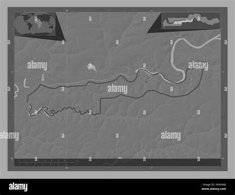 Lower River Division Of Gambia Bilevel Elevation Map With Lakes And Rivers Corner Auxiliary