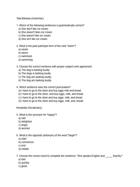 Practice English Quiz Questions Pdf Idiom Syntax
