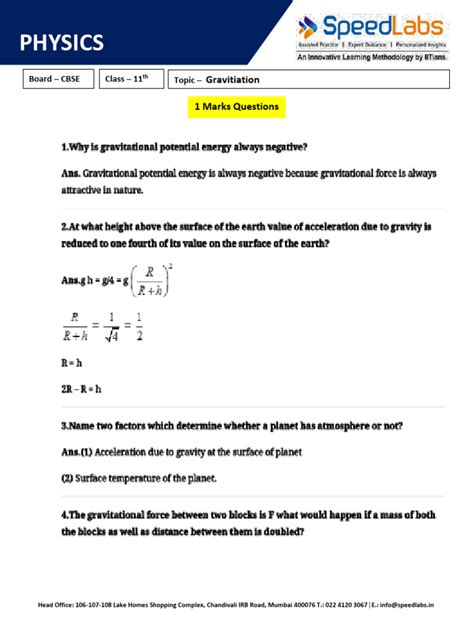 Gravitation Solved Examples Solved Example 2 Pdf Physics