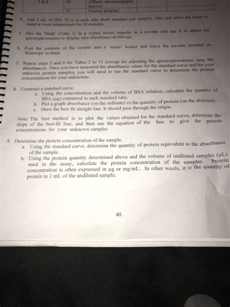 Solved Protein Assay By Turbidimetric Method The Turbidity