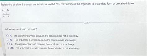Solved Determine Whether The Argument Is Valid Or Invalid