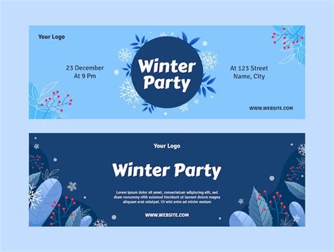 그라데이션 겨울 파티 템플릿 프리미엄 벡터