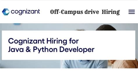 Cognizant Off Campus Drive 2025 Hiring Java And Python Developer
