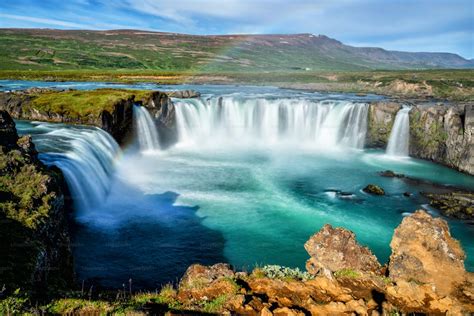 The Godafoss Icelandic Waterfall Of The Gods Is A Famous Waterfall