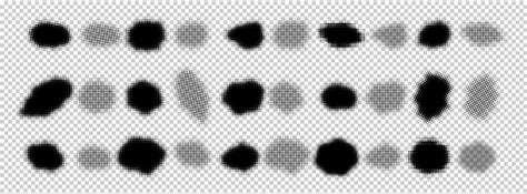 Halftone Gradient Abstract Black Shapes With Dot Pattern Creating Vintage Textured Effect