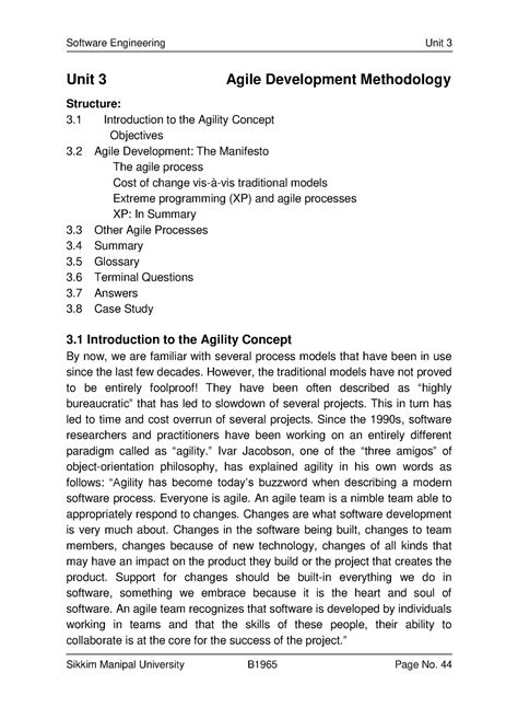 Unit 3 Agile Development Methodology Unit 3 Agile Development