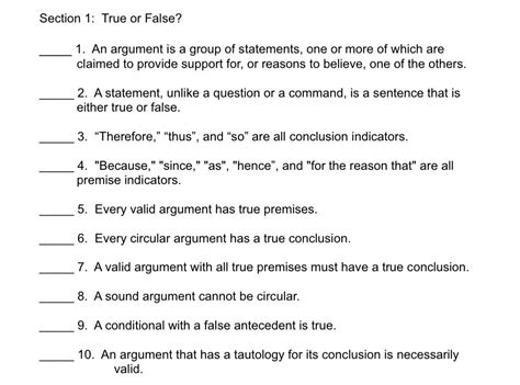 [solved] section 1 true or false 1 an argument is a group of