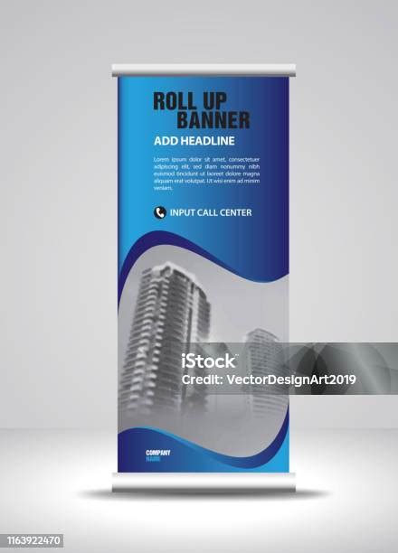 블루 롤 업 배너 템플릿 벡터 배너 스탠드 전시 디자인 광고 당기기 X 배너 및 플래그 배너 레이아웃 추상적 인 배경 가리기에 대한 스톡 벡터 아트 및 기타 이미지 Istock