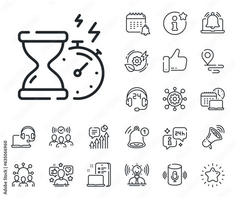 Stopwatch Time Sign Place Location Technology And Smart Speaker Outline Icons Hourglass Timer