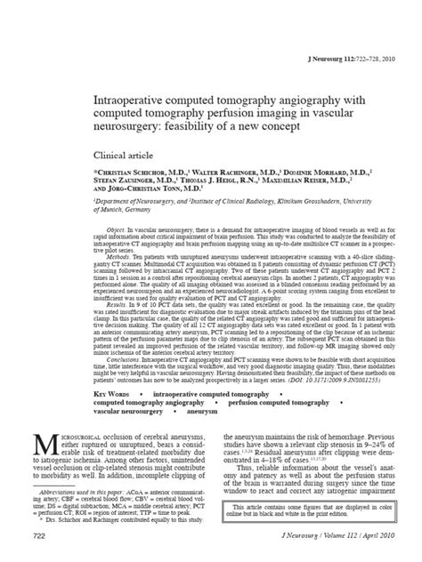 Intraoperative Computed Tomography Angiography With Computed Tomography