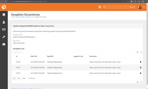 Obsidian Registration Generates Exception Message When Useragent Request Header Is Missing