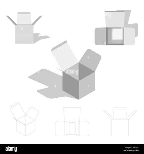 Opened Box Set Isolated On White Background 3d Vector Illustration