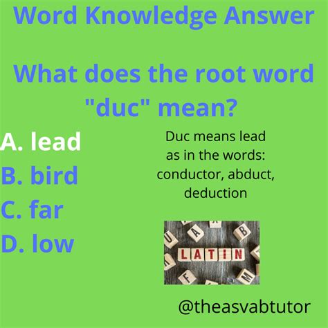 The Asvab Tutor Presents Meaning Of Root Word Duc The Asvab Tutor