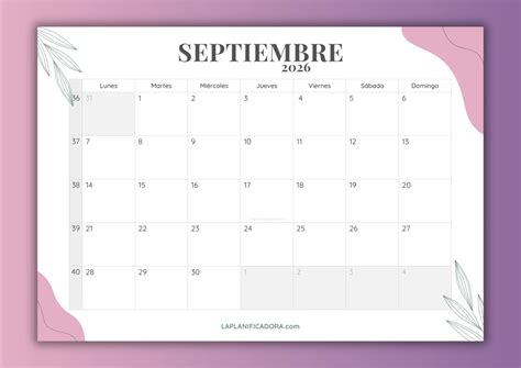 Septiembre Calendario 2024